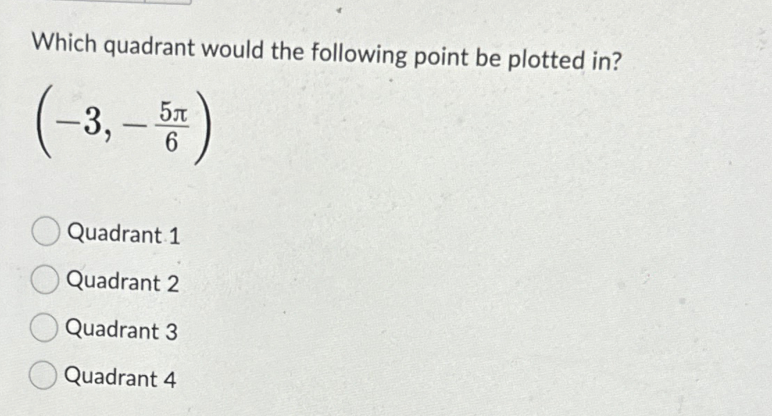 Which quadrant would the following point be plotted | Chegg.com