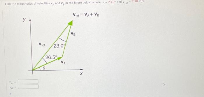 Solved Find the magnitudes of velocities vA and vB in the | Chegg.com