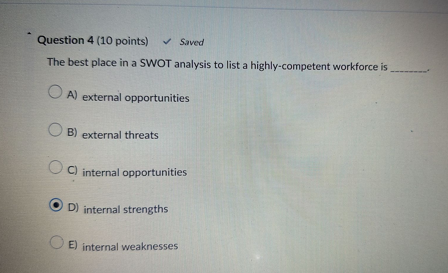 Solved Question 4 (10 ﻿points) ﻿SavedThe best place in a | Chegg.com