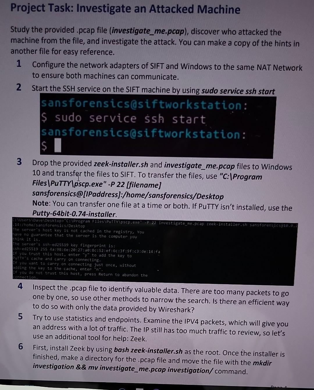Solved Study the provided .pcap file (investigate_me.pcap), | Chegg.com