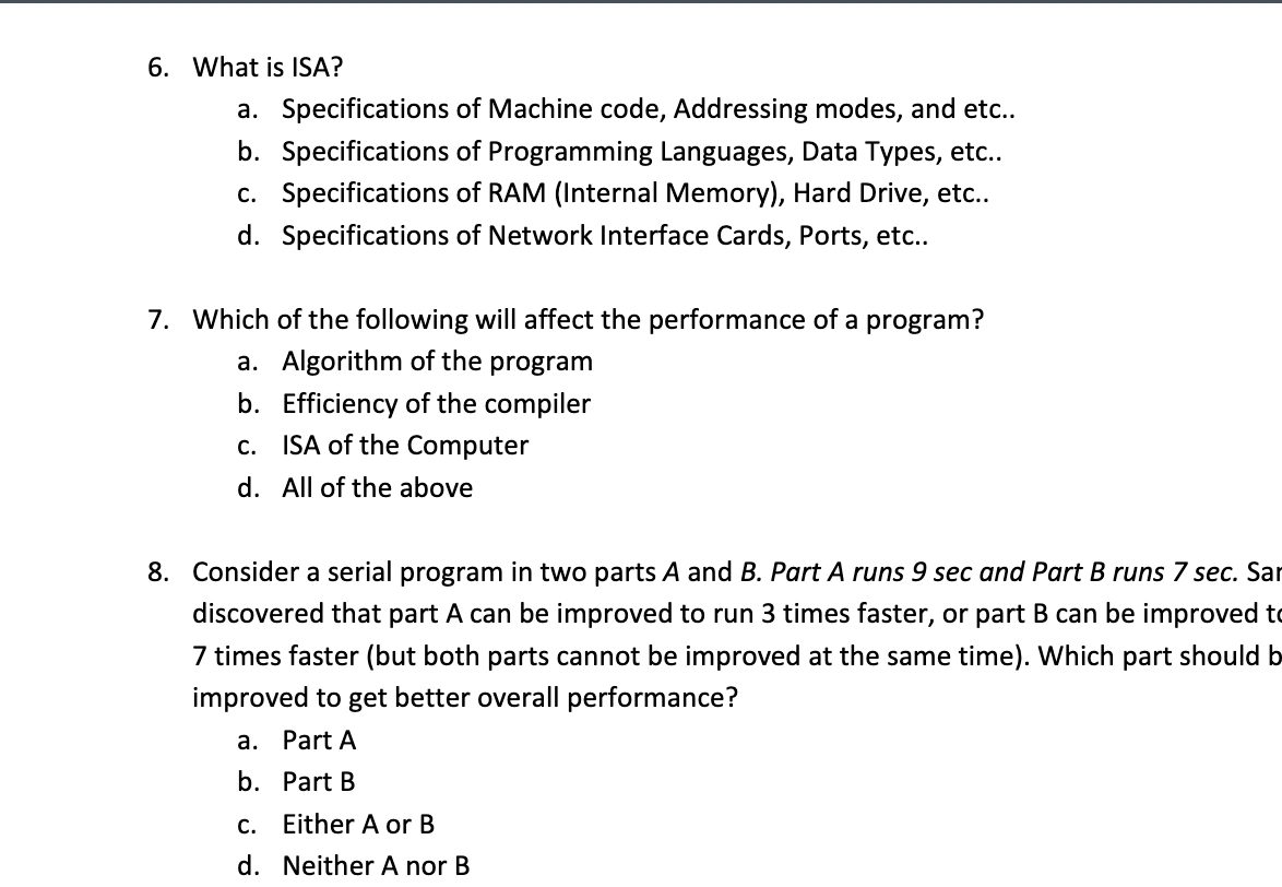 Solved What is ISA?a. ﻿Specifications of Machine code, | Chegg.com