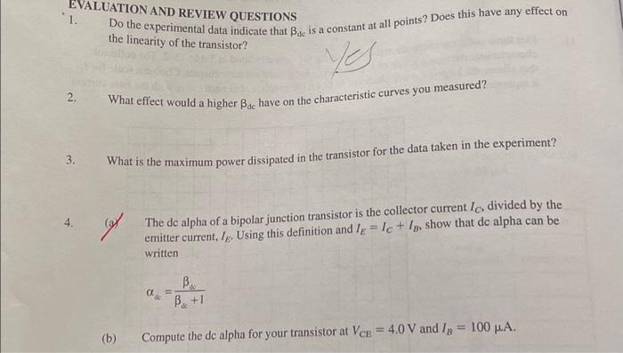 Solved EVALUATION AND REVIEW QUESTIONS Do the experimental | Chegg.com