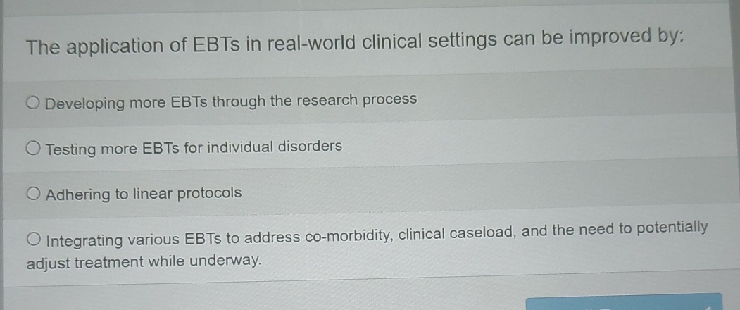 Solved The application of EBTs in real-world clinical | Chegg.com