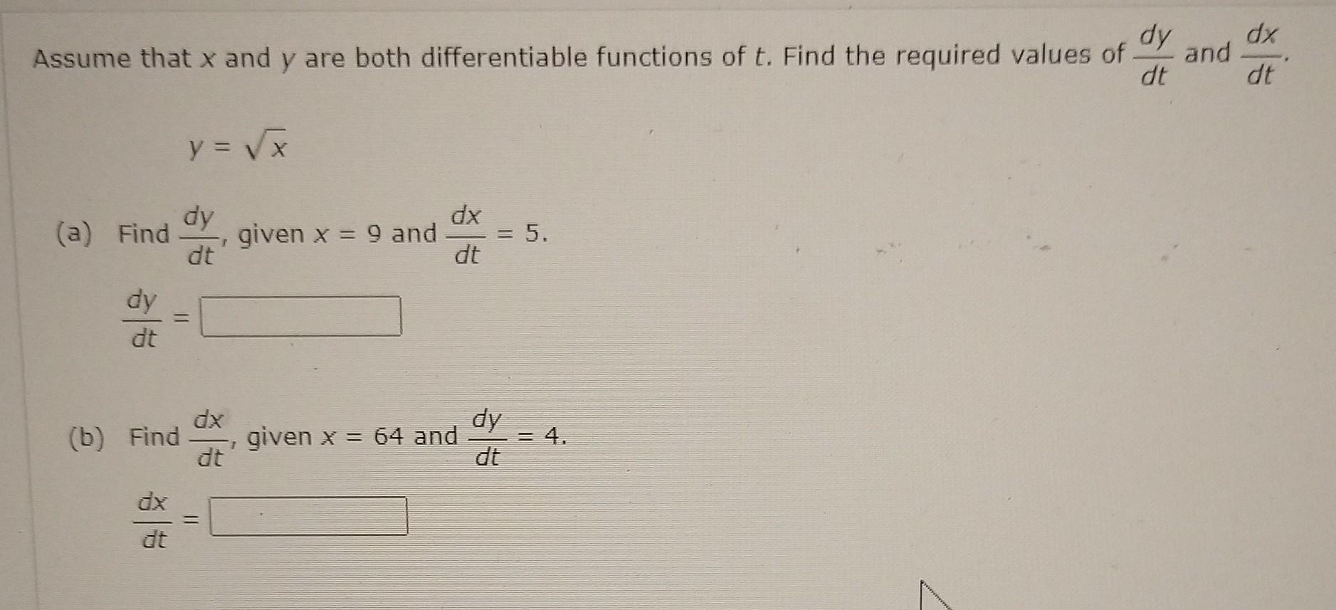 Solved Assume that x and y are both differentiable functions | Chegg.com