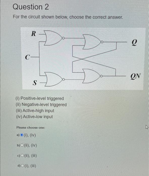 Solved For the circuit shown below, choose the correct | Chegg.com