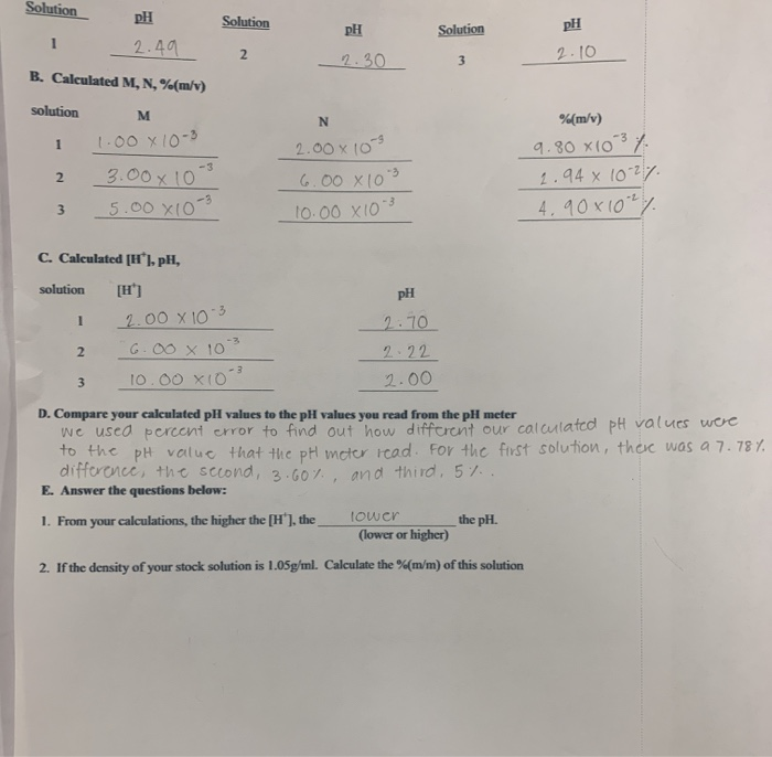 Solved Solution Solution pH 12.49 pH Solution 2.30 2.10 B. | Chegg.com