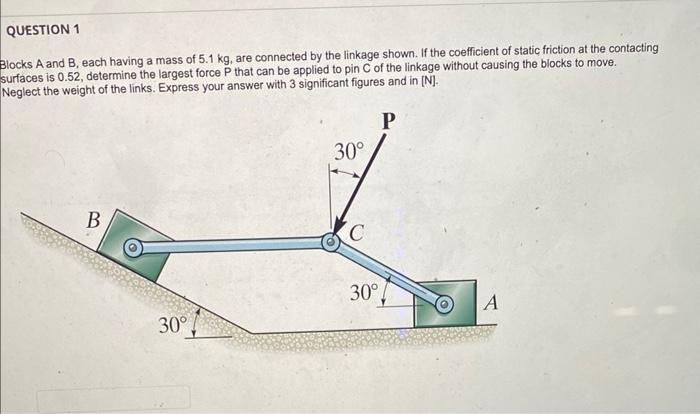 Solved Slocks A and B, each having a mass of 5.1 kg, are | Chegg.com