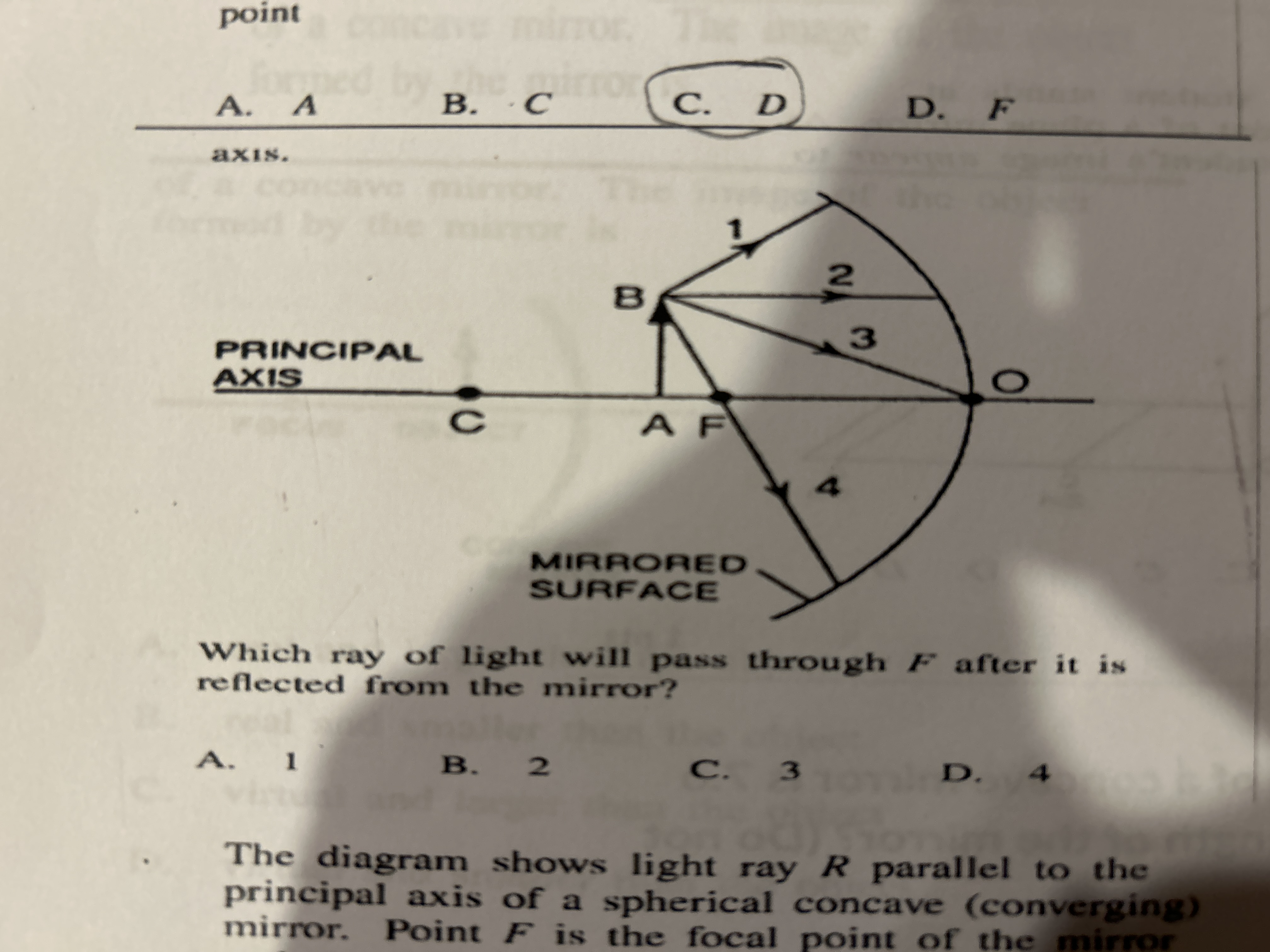 Solved Which ray of light will pass through F after it is | Chegg.com