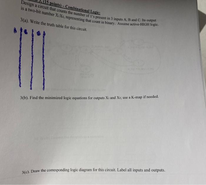 Solved 15 points - Combinational Logic: Design a circuit | Chegg.com