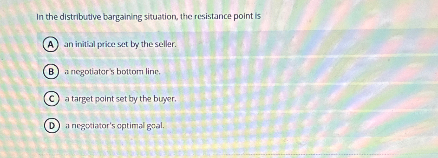 Solved In the distributive bargaining situation, the | Chegg.com
