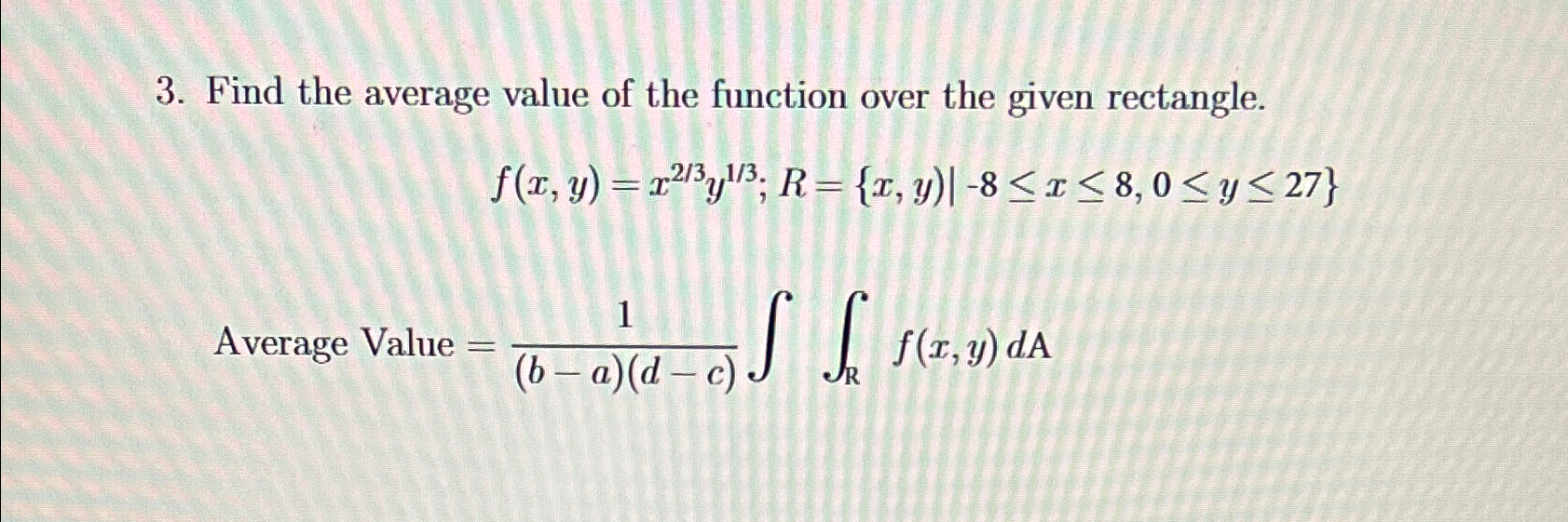 Find the average value of the function over the given | Chegg.com
