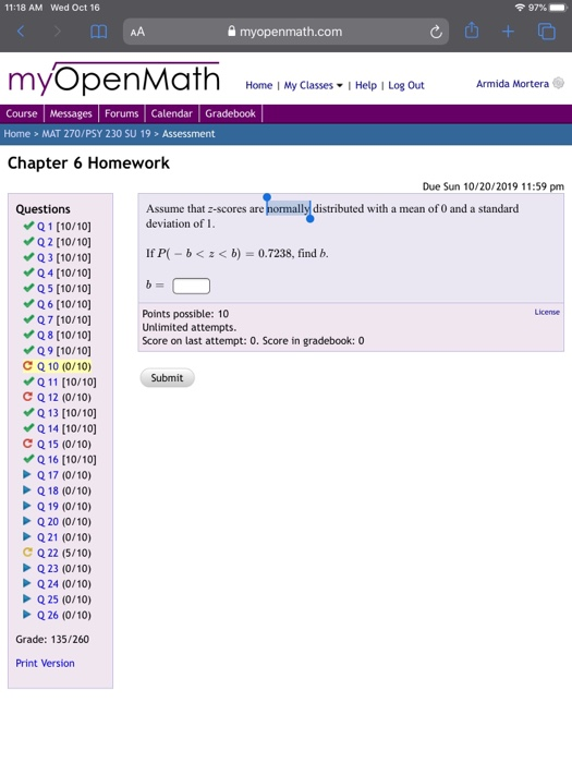 Solved 11:18 AM Wed Oct 16 M AA myopenmath.com m | Chegg.com