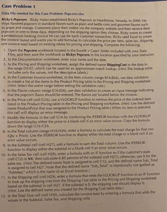 Solved Case Problem 1 Data File needed for this Case | Chegg.com