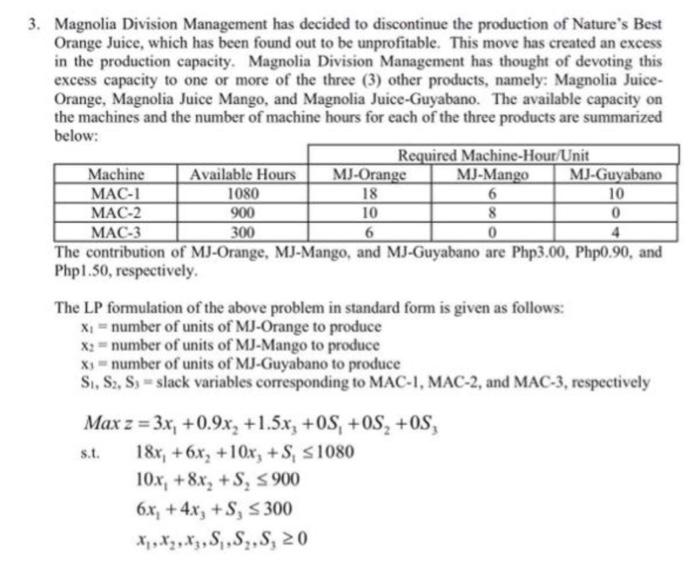 below: Phet 30 , ropoctively. The LP formulation of | Chegg.com