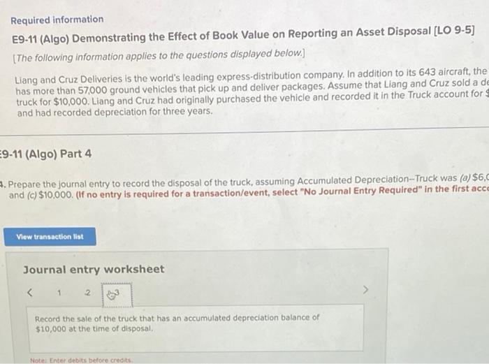 Solved Required information E9-11 (Algo) Demonstrating the | Chegg.com