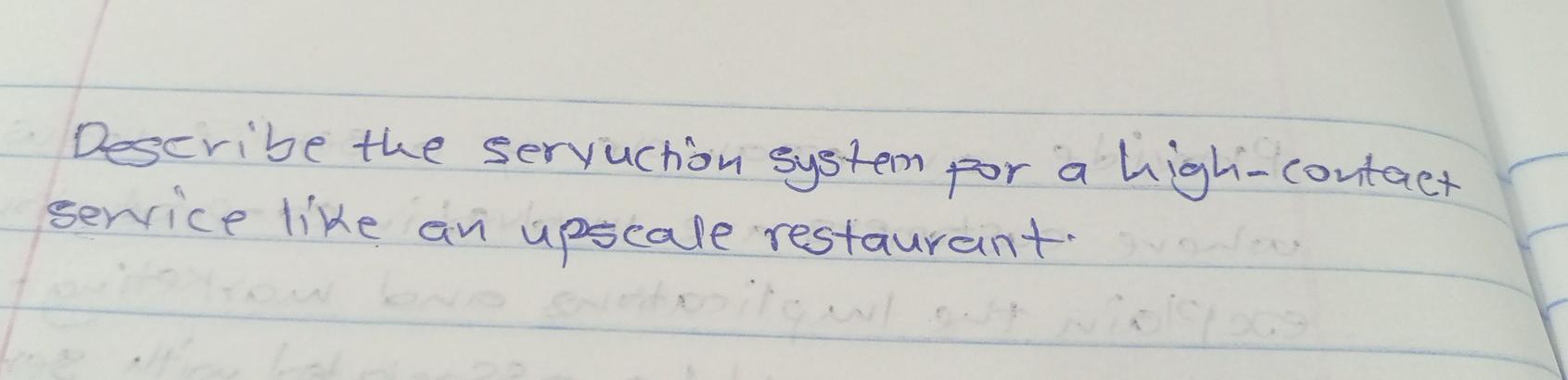 Solved Describe the servuction system por a service like an | Chegg.com