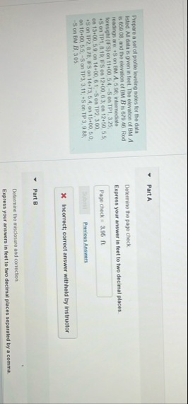 Solved Prepare a set of proflie leveling notes for the data | Chegg.com