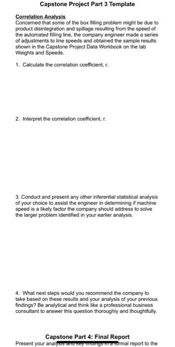 Capstone Project The purpose of this project is to | Chegg.com