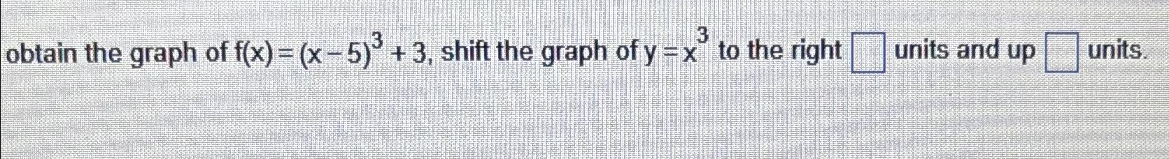 Solved obtain the graph of f(x)=(x-5)3+3, ﻿shift the graph | Chegg.com