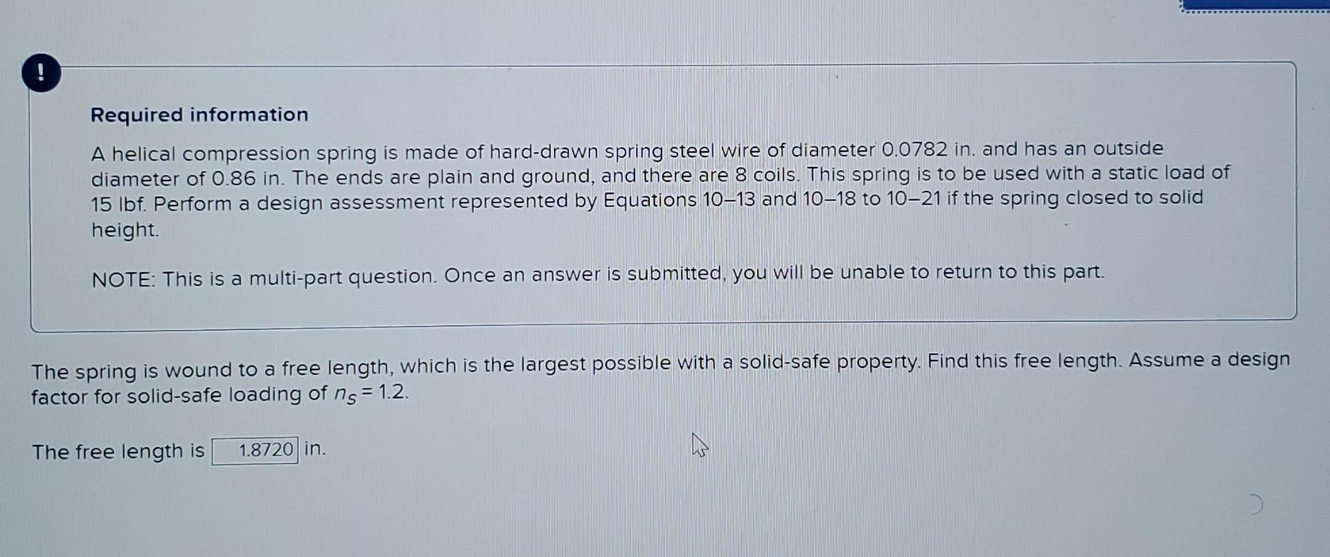 Solved Required information A helical compression spring is | Chegg.com