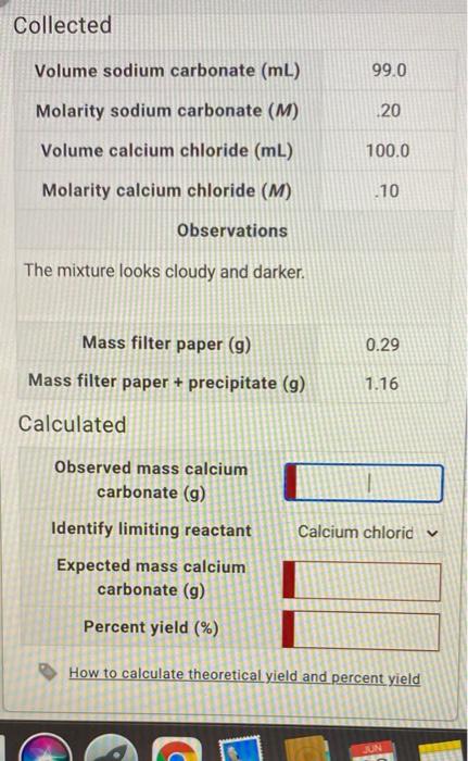 Solved what is the observed mass calcium carbonate (g) the | Chegg.com