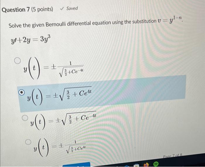 Solved Solve the given Bernoulli differential equation using | Chegg.com