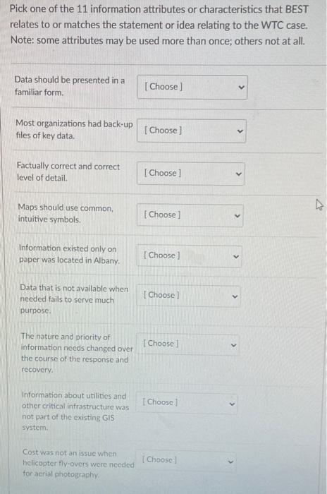 Pick one of the 11 information attributes that BEST | Chegg.com