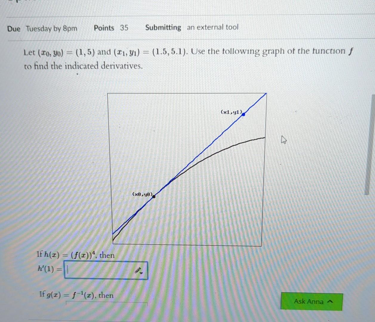 Solved Let (x0,y0)=(1,5) and (x1,y1)=(1.5,5.1). Use the | Chegg.com