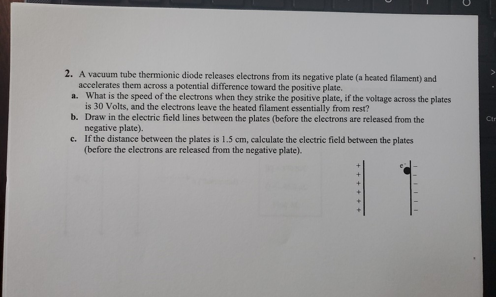 Solved 2. A vacuum tube thermionic diode releases electrons | Chegg.com