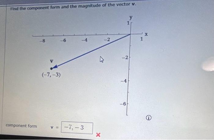 Solved Find the component form and the magnitude of the | Chegg.com
