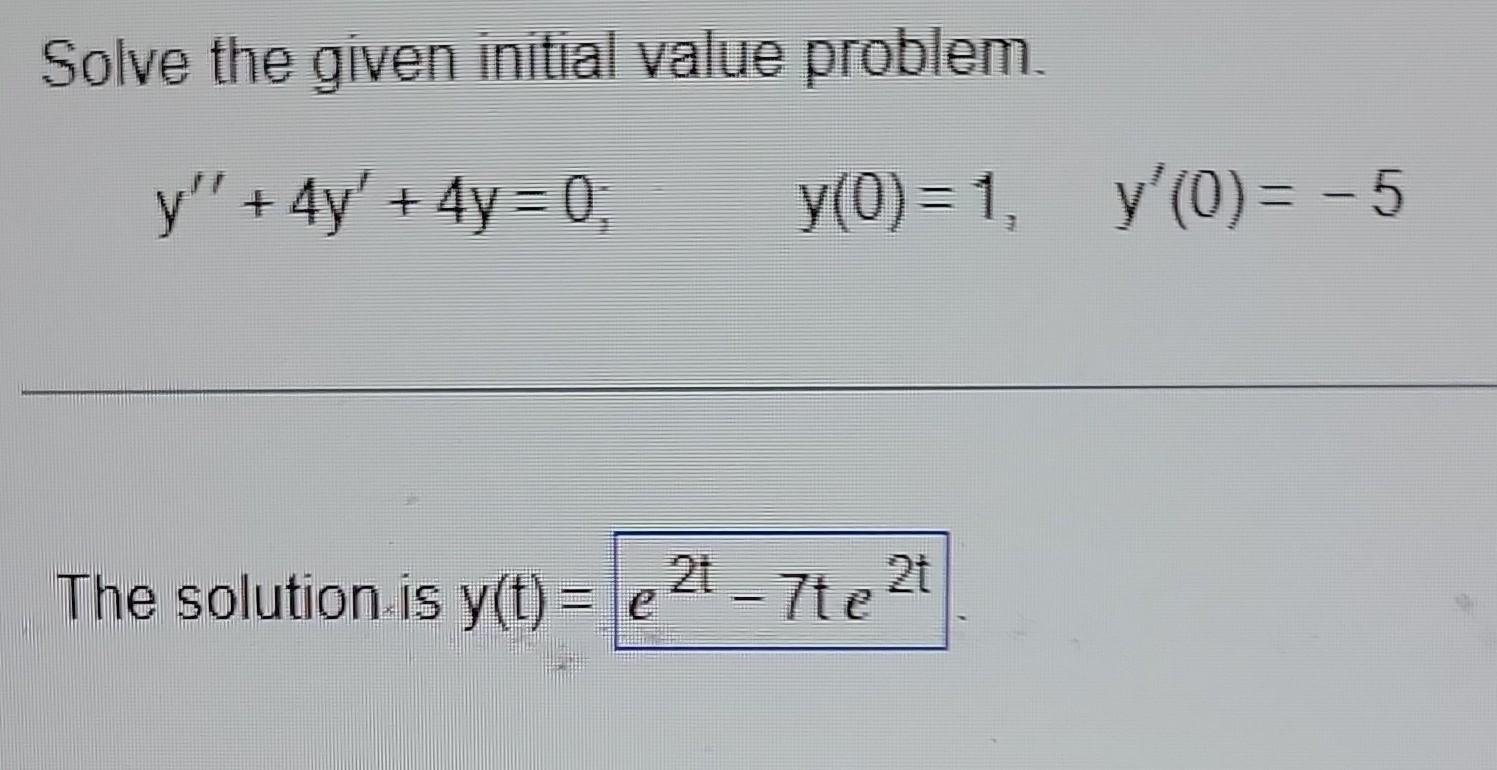 Solved Solve the given initial value problem. | Chegg.com
