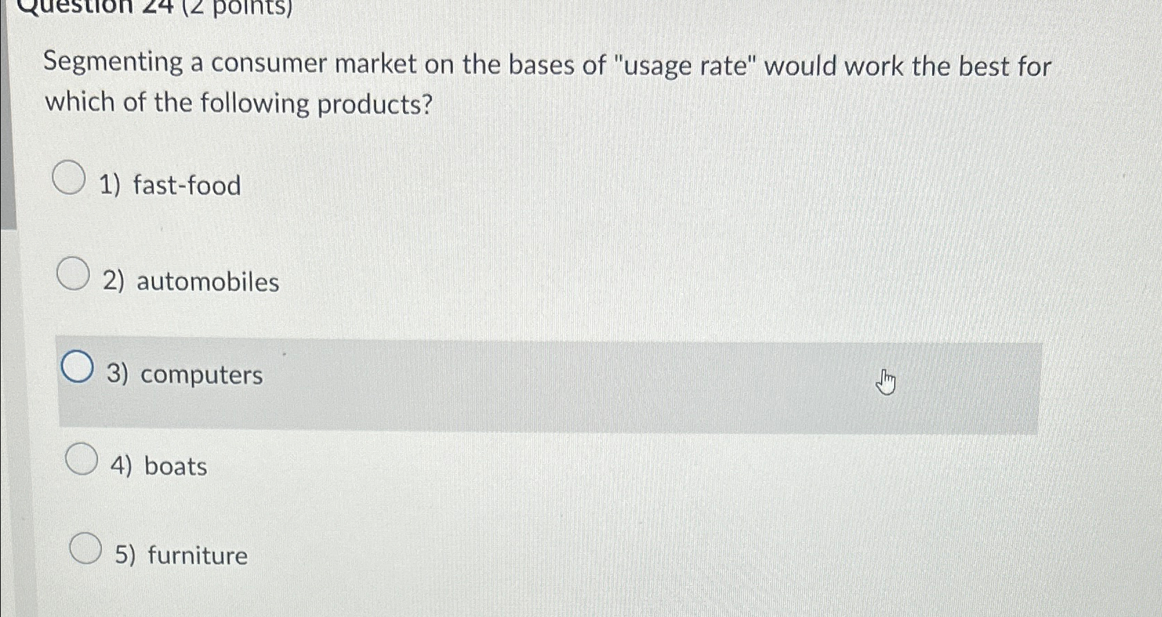 Solved Segmenting a consumer market on the bases of "usage | Chegg.com