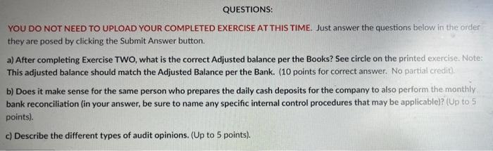 Solved EXERCISE TWO: BANK RECONCILIATION The June 30 th, | Chegg.com