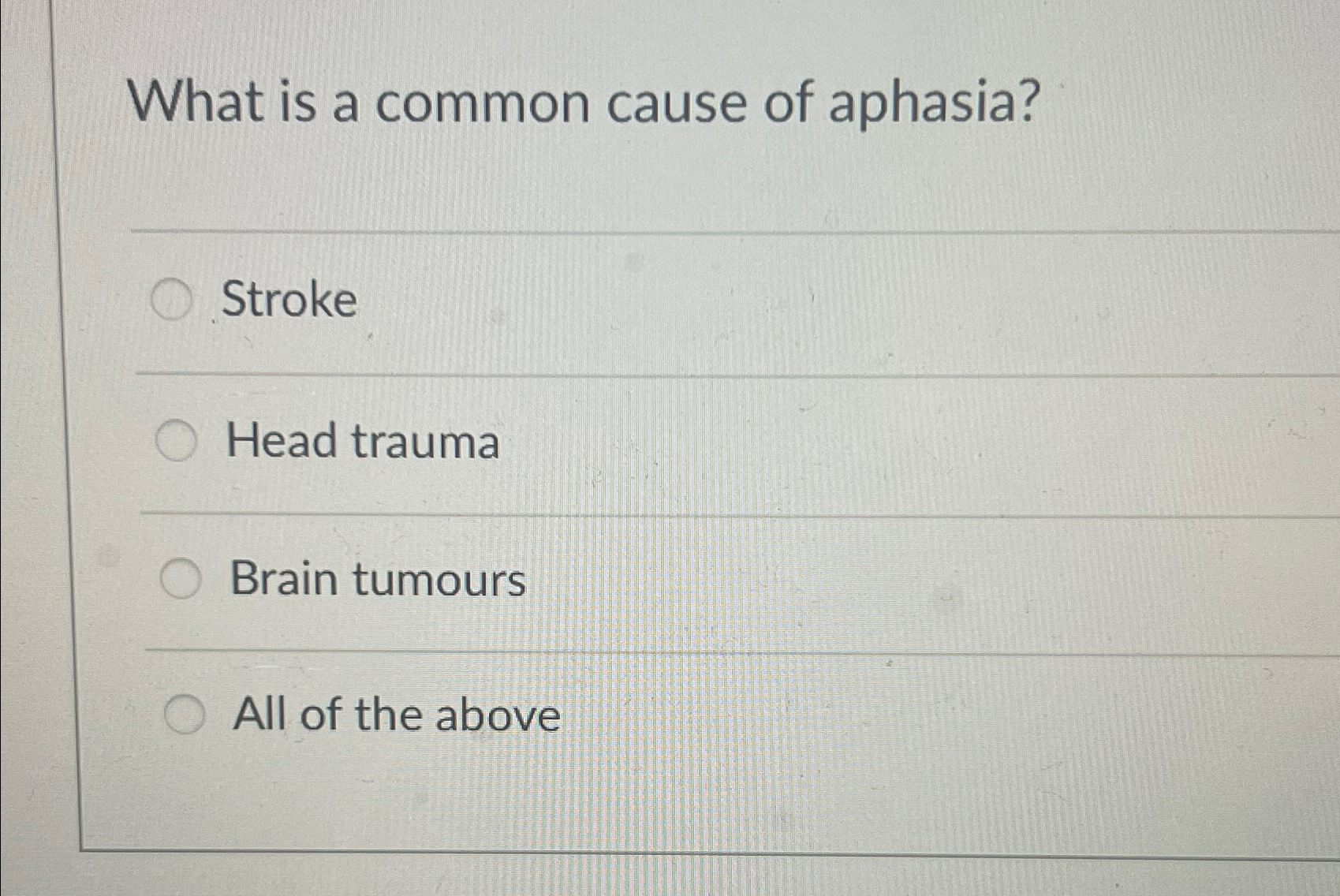 Solved What is a common cause of aphasia?StrokeHead | Chegg.com