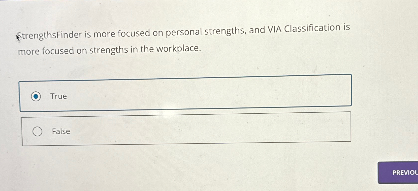 Solved StrengthsFinder is more focused on personal | Chegg.com