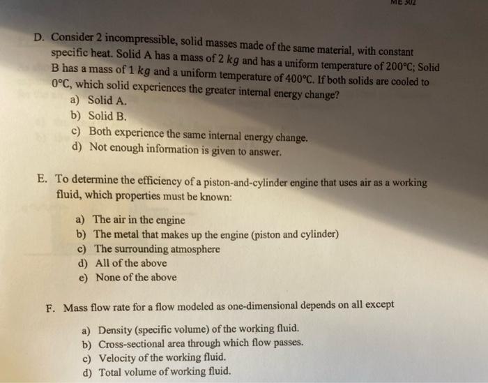 Solved D. Consider 2 incompressible, solid masses made of | Chegg.com