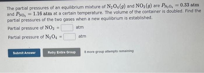 Solved The partial pressures of an equilibrium mixture of | Chegg.com