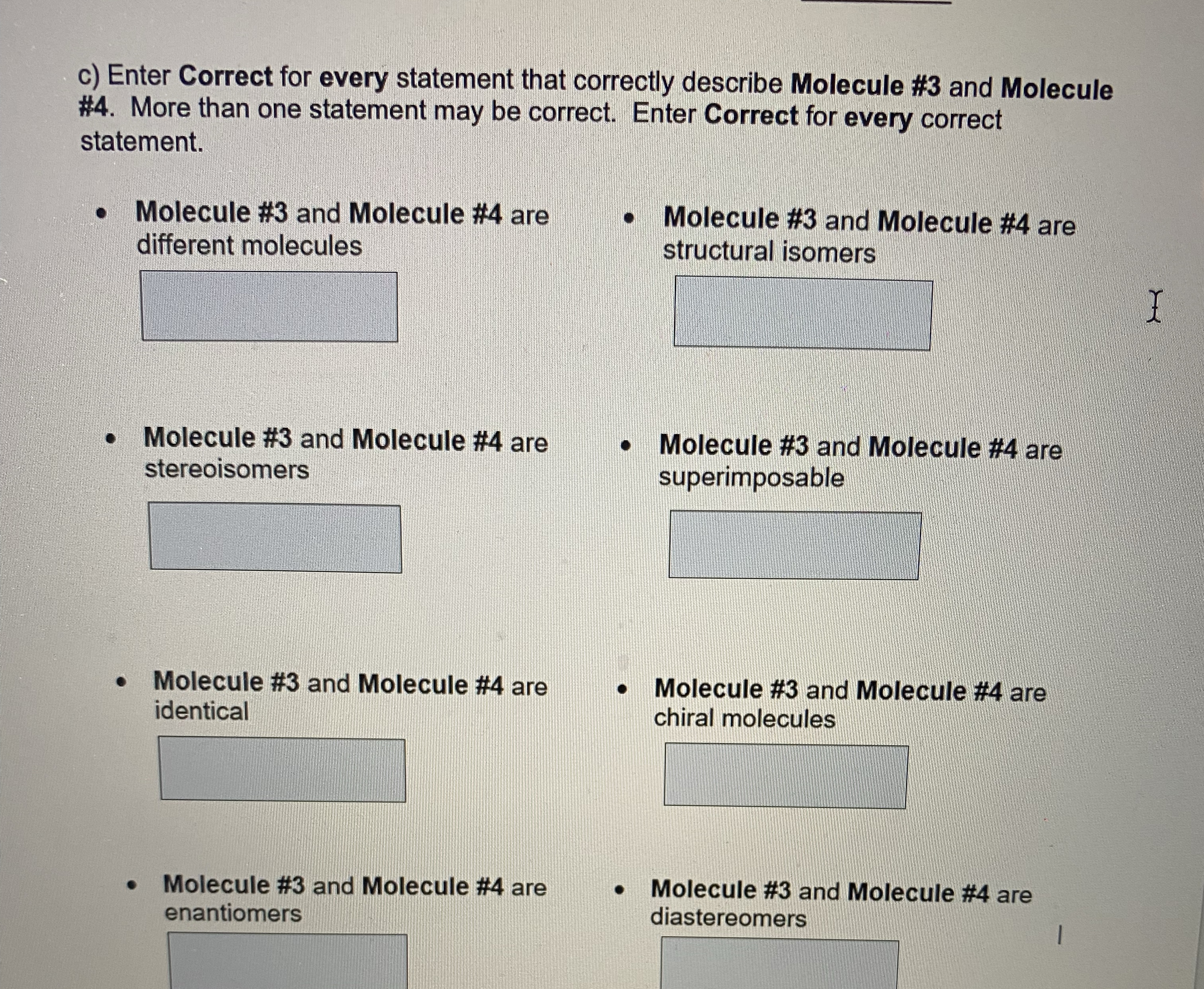 c) ﻿Enter Correct for every statement that correctly | Chegg.com