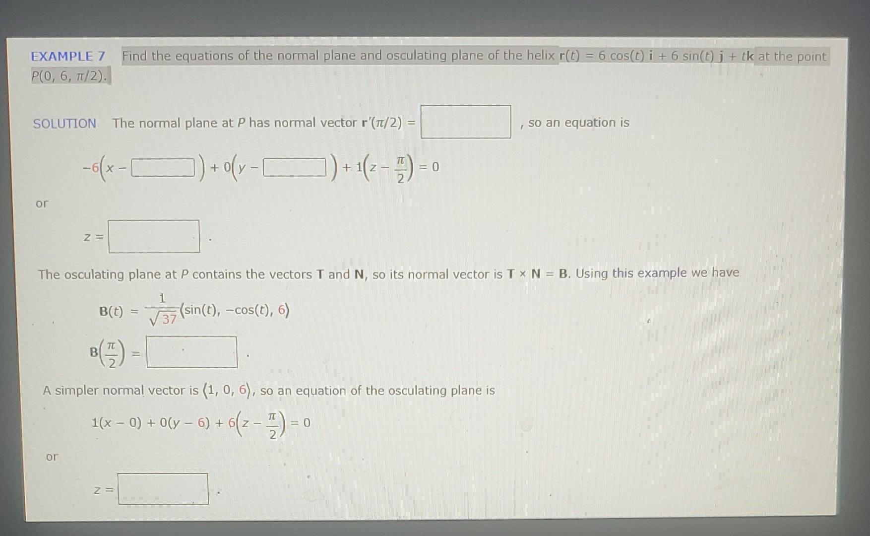 Solved EXAMPLE 7 Find the equations of the normal plane and | Chegg.com
