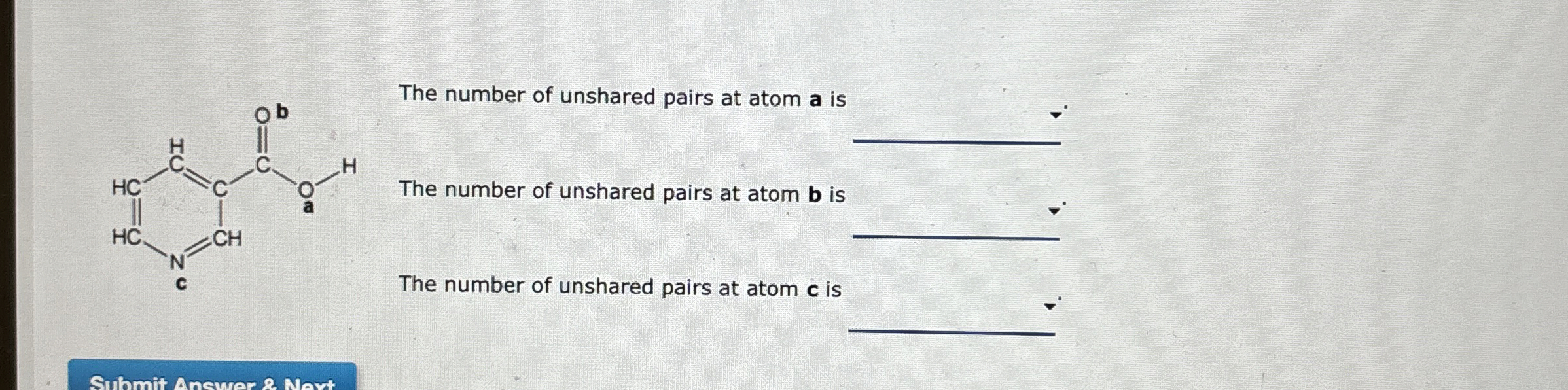 Solved The number of unshared pairs at atom a ﻿isThe number | Chegg.com