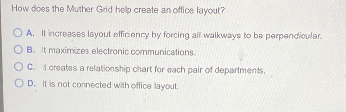 Solved How does the Muther Grid help create an office | Chegg.com