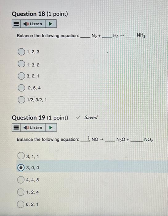 Solved Balance the following equation: N2+…H2→NH3 1,2,3 | Chegg.com
