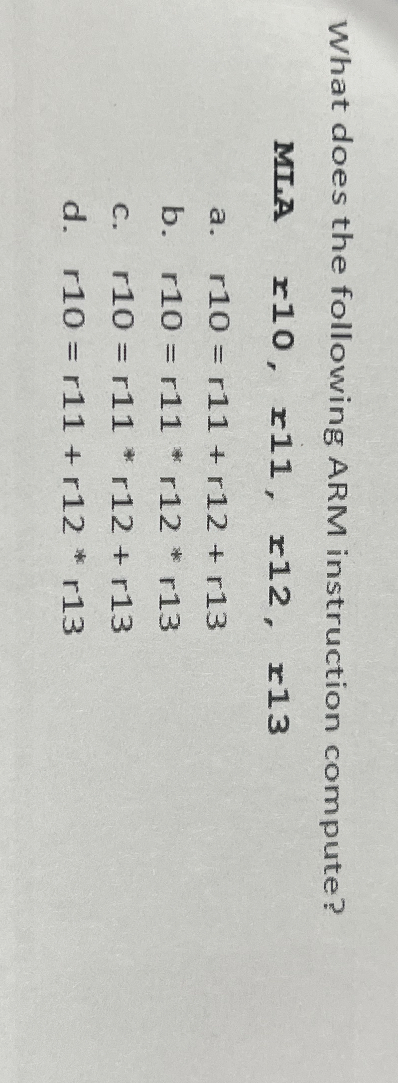 Solved What does the following ARM instruction compute?MIA | Chegg.com