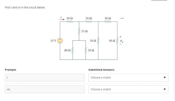 Solved Find i and vo in the circuit below:60 0.5 A 1.5 0.5 2 | Chegg.com