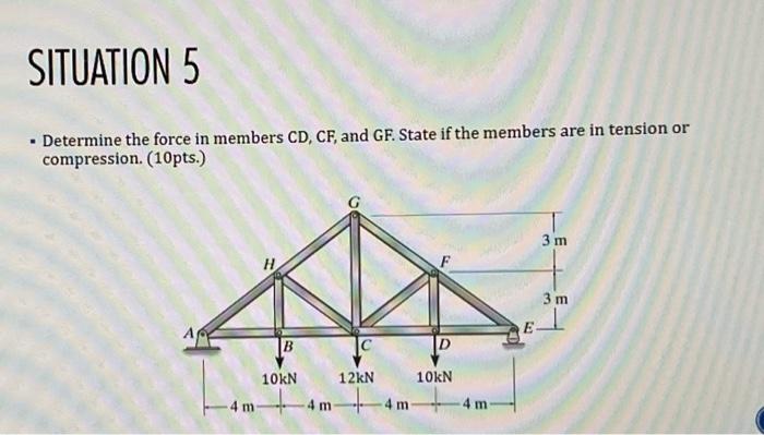 Solved - Determine the force in members CD, CF, and GF. | Chegg.com