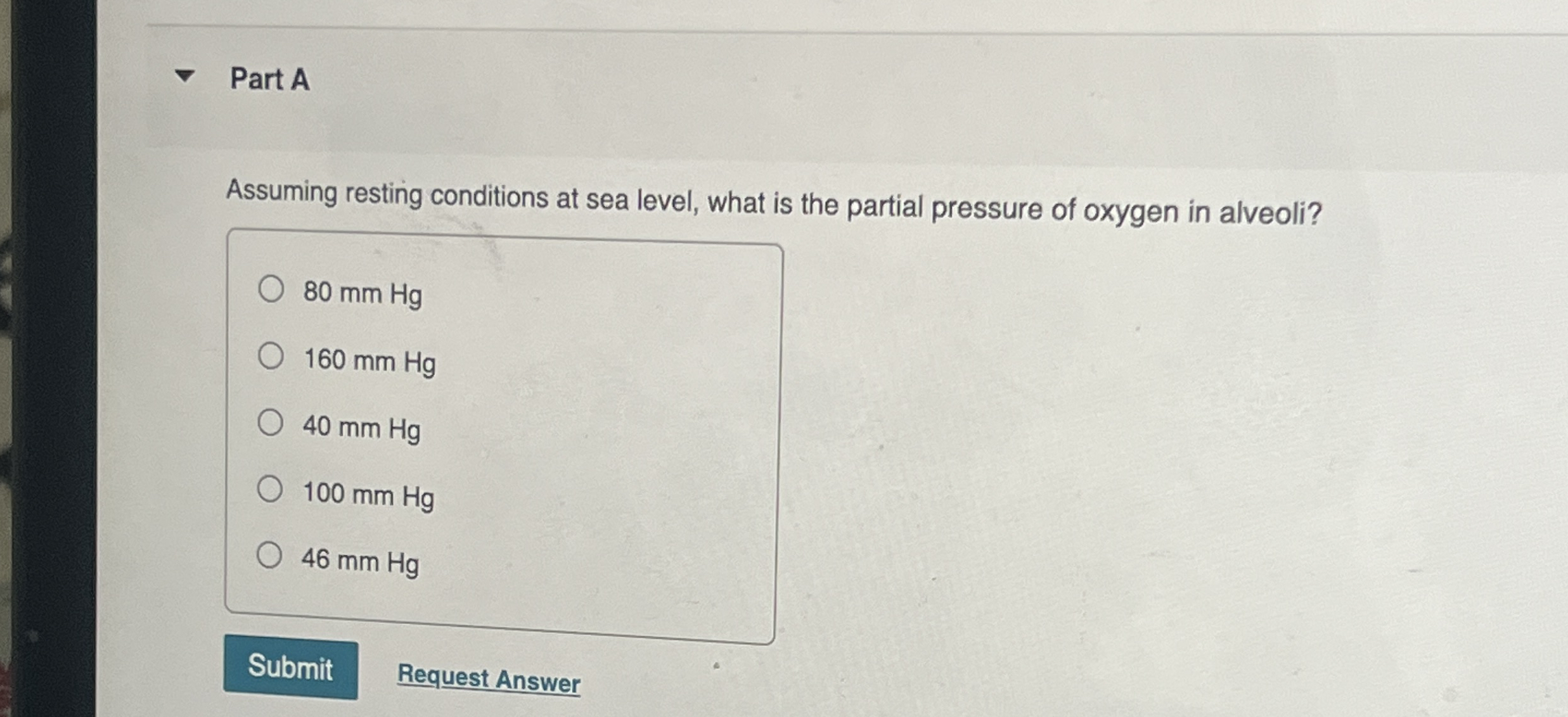 Solved Part AAssuming resting conditions at sea level, what | Chegg.com