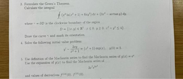 Solved 3. Formulate the Green's Theorem. Calculate the | Chegg.com