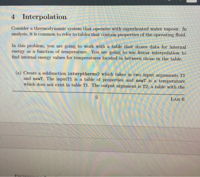 Solved 4 Interpolation Consider a thermodynamic system that | Chegg.com