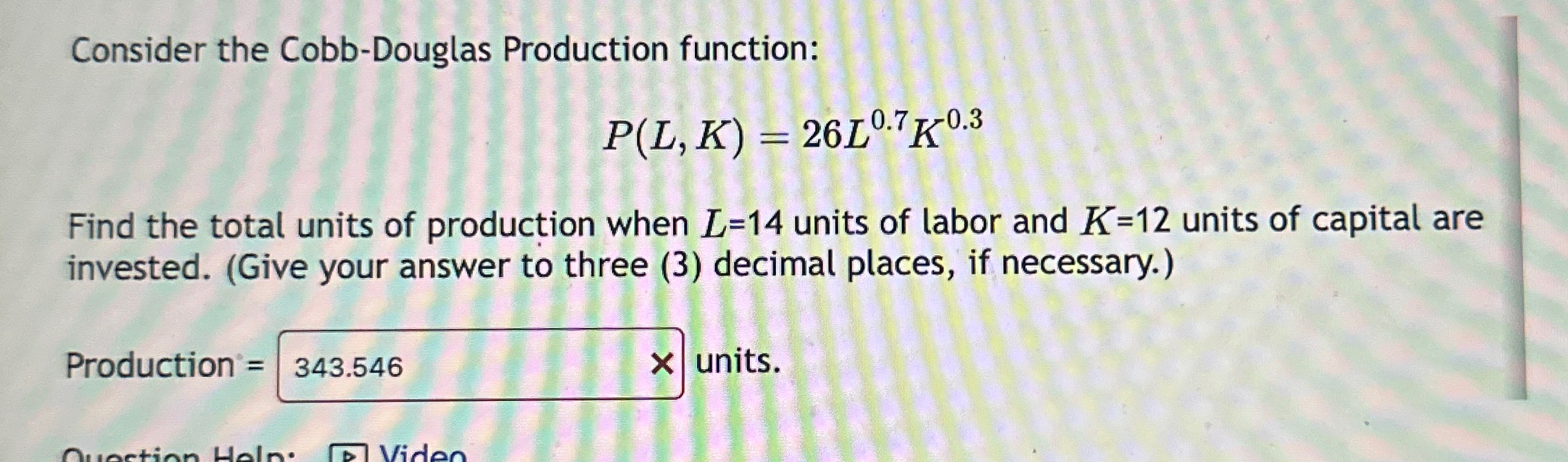 Solved Consider The Cobb Douglas Production