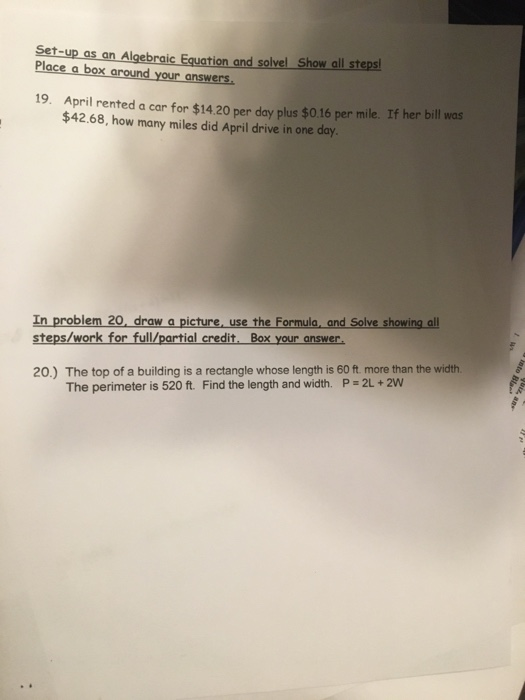 Solved Set-up as an Algebraic Equation and solvel Show all | Chegg.com